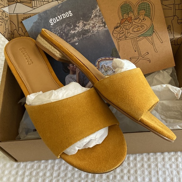 Soludos | Shoes | New Soludos Anouk Slide Sandals Marigold Suede ...